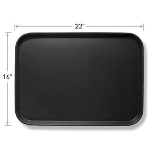 Jubilee 16" x 22" Rectangular Restaurant Serving Trays (Set of 2), Black - NSF Certified Non-Slip Food Service Tray