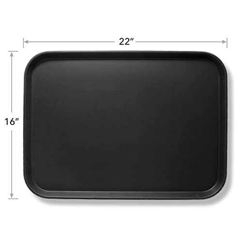 Jubilee 16" x 22" Rectangular Restaurant Serving Trays (Set of 2), Black - NSF Certified Non-Slip Food Service Tray