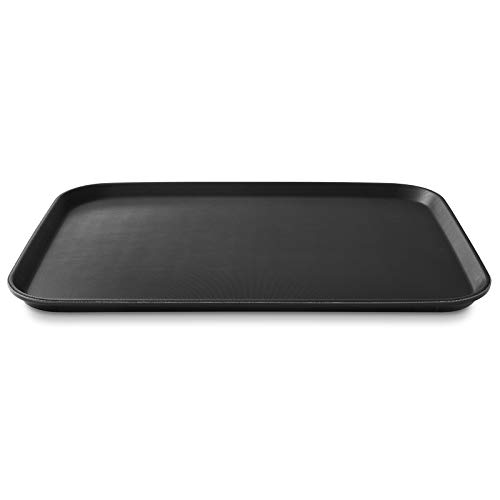 Jubilee 16" x 22" Rectangular Restaurant Serving Trays (Set of 2), Black - NSF Certified Non-Slip Food Service Tray