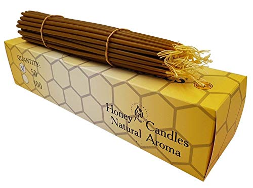 50 Natural Pure Beeswax Taper Candles 9 Inch Tall Church Jerusalem Holy Land Honey Scented Candle