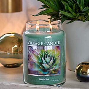 Village Candle Awaken, Large Glass Apothecary Jar Scented Candle, 21.25 oz, Green