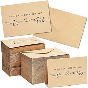 paper junkie kraft wedding thank you greeting cards with brown envelopes (4 x 6 in, 120 pack)