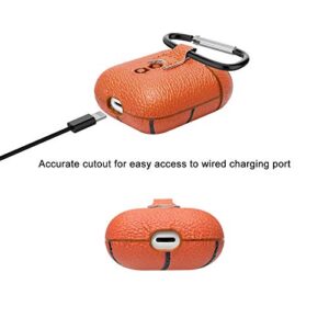 Tiflook AirPods Case, Cool Design AirPod Case with Keychain, [Front LED Visible] Premium PU Leather Full Body Shockproof Air Pod Protective Case Cover Skin Compatible with AirPod 2 and 1, Basketball