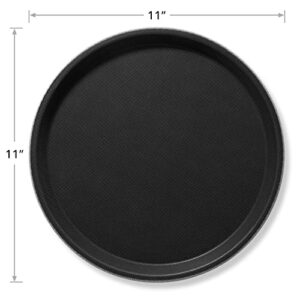 Jubilee 11" Round Restaurant Serving Trays (Set of 2), Black - NSF Certified Non-Slip Food Service Tray