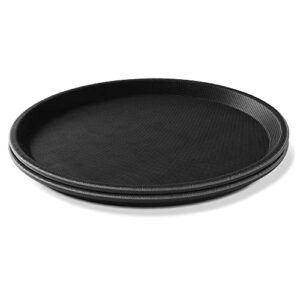 Jubilee 11" Round Restaurant Serving Trays (Set of 2), Black - NSF Certified Non-Slip Food Service Tray