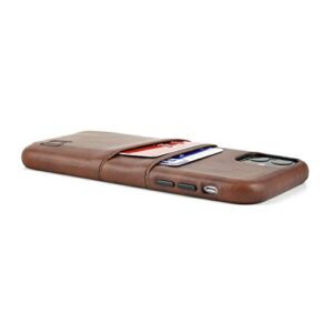 Dockem iPhone 11 Wallet Case: Built-in Metal Plate for Magnetic Mounting & 2 Credit Card Holders (6.1" Exec M2, Synthetic Leather, Brown)