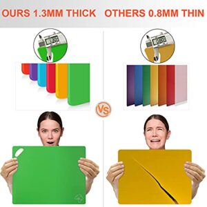 Extra-Thick Plastic Cutting Boards for Kitchen Dishwasher Safe Non-SIip, Flexible Cutting Mats for Cooking, No-Porous, BPA-Free, Food Icons & EZ-Grip Handle (Colorful Set of 3)