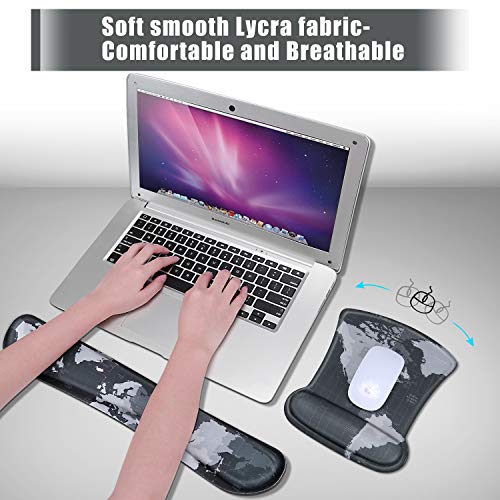 icolor Keyboard Wrist Rest Pad and Mouse Wrist Rest Support Set, Ergonomic Memory Foam Mouse Pad for Gaming Office PC Computer Laptop,Non Slip Rubber Desk Pad Relief Pain