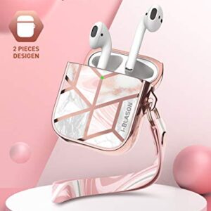 i-Blason Cosmo Series Case Designed for Airpods 2nd Generation/1st Generation, 360° Protective Stylish Marble AirPods Case Cover Compatible with Apple AirPods 1st/2nd (Marble)