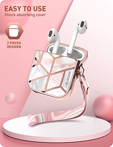 i-Blason Cosmo Series Case Designed for Airpods 2nd Generation/1st Generation, 360° Protective Stylish Marble AirPods Case Cover Compatible with Apple AirPods 1st/2nd (Marble)