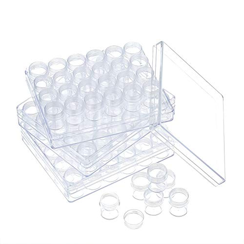 A&C Minimart Diamond Painting, Bead Storage Plastic Containers: Includes 90 9.5"x6.375”x1.125" Screw-Top Canisters – For Diamond, Nail Art Supplies, Rhinestones, Jewelry & Other Small Items