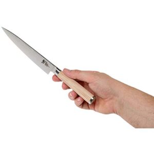 Shun Classic Blonde 6” Utility Knife, Blonde PakkaWood Handle, Full Tang VG-MAX Blade