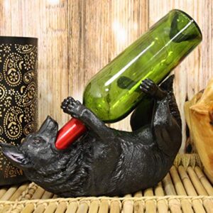 Ebros Lifelike Purebreed Pedigree Canine German Shepherd Dog Wine Bottle Holder Figurine As Kitchen Wine Cellar Countertop Centerpiece Home Decor Accent Dogs Puppies Statue (Black)