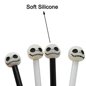 Maydahui 26PCS Novelty Skull Heads Shape Rollerball Pens Smooth Penholder Layout Black Gel Ink Pens For School Students Halloween