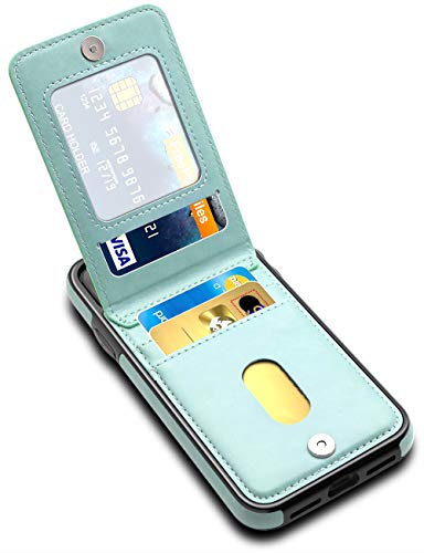 LakiBeibi Phone Case for iPhone 11 Dual Layer Lightweight Premium Leather iPhone 11 Wallet Case with Card Slots Magnetic Lock Folio Flip Protective Case for Apple iPhone 11 6.1 Inches (2019), Mint