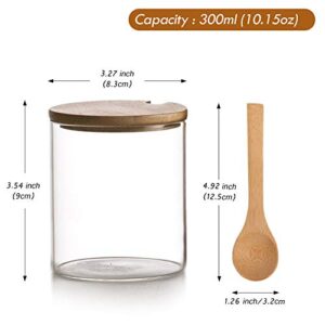 Vermida Condiment Container Seasoning Box Set,Spice Jars Glass Seasoning Food Storage Containers with Bamboo Lid and Bamboo Spoon for Home and Kitchen,Salt Sugar Spice Pepper Jar,Set of 1 (1 pcs)