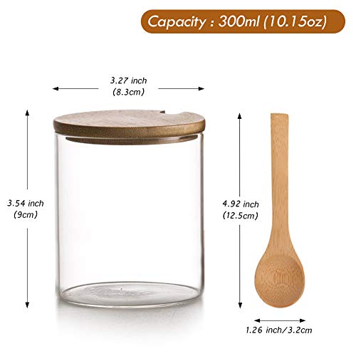 Vermida Condiment Container Seasoning Box Set,Spice Jars Glass Seasoning Food Storage Containers with Bamboo Lid and Bamboo Spoon for Home and Kitchen,Salt Sugar Spice Pepper Jar,Set of 1 (1 pcs)