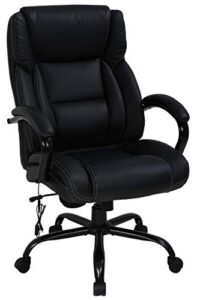 big & tall heavy duty executive chair 500 lbs heavyweight rated black pu leather task rolling swivel ergonomic executive office chair with massage lumbar support armrest