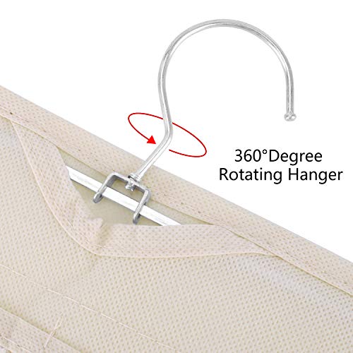 SPIKG Hanging Jewelry Organizer Holder , Storage Bag for Earrings Necklace Bracelet Ring Accessory Display Holder Box (Beige -80 Pockets)