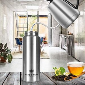 All-Purpose Travel Mug and Tumbler | Tea Infuser Water Bottle | Fruit Infused Flask | Hot & Cold Double Wall Stainless Steel Coffee Thermos | by Here & Now Supply Co. (750 ml (25.3 oz))