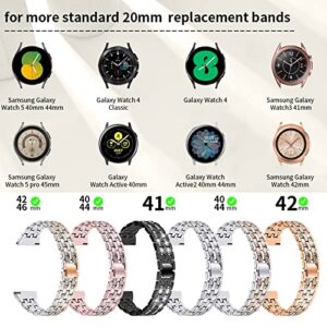 Joyozy Women Girls Stylish Band for Samsung Galaxy Watch (42mm)/Galaxy Watch3(41mm)/Active/2(40mm)/(44mm)/Ticwatch 2, Stainless Steel 20mm Jewelry Watch Strap Band Wrist Band Rhinestones Bracelet-Original Design(Rose Gold+Silver)