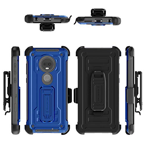 Ghostek Iron Armor Moto G7 / Moto G7+ Plus Case with Belt Clip Holster and Kickstand (Blue)