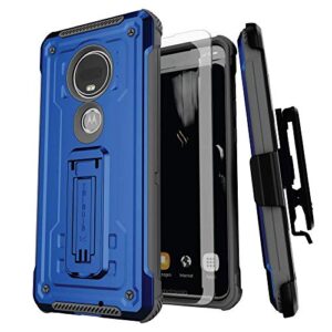 Ghostek Iron Armor Moto G7 / Moto G7+ Plus Case with Belt Clip Holster and Kickstand (Blue)