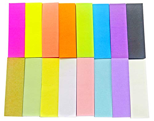 4A Sticky Notes, 0.6 x 2 Inches, Small Size,16 Colors, Self-Stick Notes, 100 Sheets/Pad,16 Pads/Pack, 4A 501516