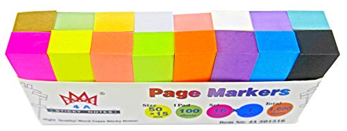 4A Sticky Notes, 0.6 x 2 Inches, Small Size,16 Colors, Self-Stick Notes, 100 Sheets/Pad,16 Pads/Pack, 4A 501516