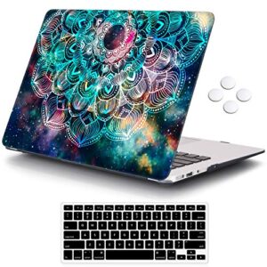 icasso compatible with macbook air 13 inch case (release 2010-2017 older version), hard shell plastic protective case & keyboard cover only for macbook air 13 inch model a1369/a1466 - nebula mandala