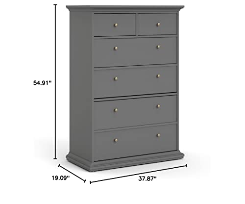 Tvilum Sonoma 6 Drawer Chest, Black Lead