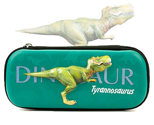 T-rex Triceratops Pencil Case for Boys 3D Noctilucent Cool Tyrannosaurus Dinosaurs EVA Pen Pouch Stationery Box Anti-Shock for School Students Boy Teens