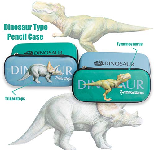 T-rex Triceratops Pencil Case for Boys 3D Noctilucent Cool Tyrannosaurus Dinosaurs EVA Pen Pouch Stationery Box Anti-Shock for School Students Boy Teens