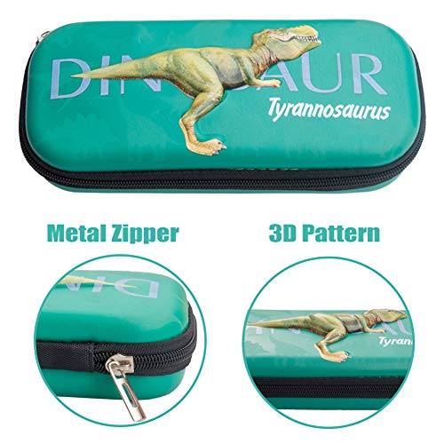 T-rex Triceratops Pencil Case for Boys 3D Noctilucent Cool Tyrannosaurus Dinosaurs EVA Pen Pouch Stationery Box Anti-Shock for School Students Boy Teens