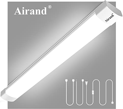 Airand LED Shop Lights for Garage with Plug, Waterproof Linkable LED Tube Light 5000K Under Cabinet Lighting,3600 LM LED Ceiling and Closet Light 36W, Corded Electric with ON/Off Switch