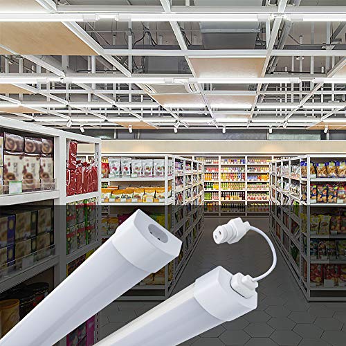 Airand LED Shop Lights for Garage with Plug, Waterproof Linkable LED Tube Light 5000K Under Cabinet Lighting,3600 LM LED Ceiling and Closet Light 36W, Corded Electric with ON/Off Switch