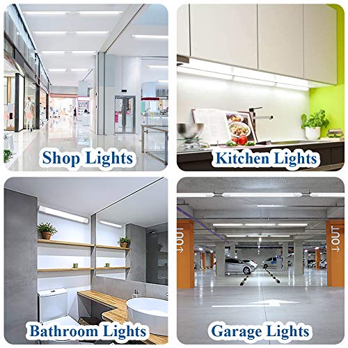 Airand LED Shop Lights for Garage with Plug, Waterproof Linkable LED Tube Light 5000K Under Cabinet Lighting,3600 LM LED Ceiling and Closet Light 36W, Corded Electric with ON/Off Switch