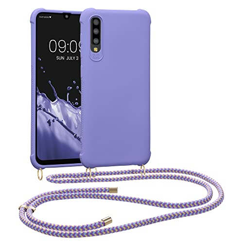 kwmobile Crossbody Case Compatible with Samsung Galaxy A50 Case - TPU Silicone Cover with Strap - Lavender