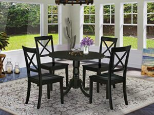 east west furniture dlbo5-blk-w dining set, 5