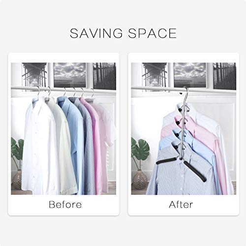 DOIOWN Blouse Tree Hangers Clothes Hangers Non Slip Space Saving Stainless Steel Shirt Hangers Sweater Hangers Coats Hangers Closet Organizer (2, Black)