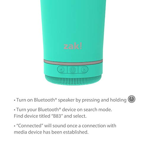 Zak Designs Zak! Play Bluetooth Tumbler with Straw and Wireless Speaker, Slider Lid, Double-Wall Stainless Steel and Vacuum Insulation, Removable Rechargeable Bluetooth Speaker