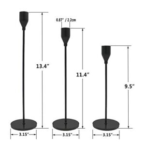 Set of 3 Candle Holders Black Taper Candlesticks Wedding Dinning Party Table Decorative Candelabra Modern Holder for 3/4 Inch Thick Candle & LED Candles