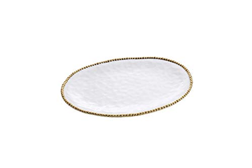 Pampa Bay Porcelain Large Oval Thanksgiving, Christmas, Hannukah, and Holiday and Party Serving Platter (White and Gold)