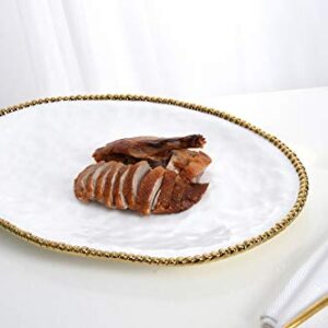 Pampa Bay Porcelain Large Oval Thanksgiving, Christmas, Hannukah, and Holiday and Party Serving Platter (White and Gold)