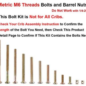 Baby Crib Screws and Bolts Replacement Parts Kit - M6 Baby Bed Crib Bolts and Barrel Nuts Set for Crib Furniture Bed Cot Bunk 16mm 20mm 30mm 40mm 45mm 50mm 55mm 70mm 75mm 85mm Crib Screws Bolts