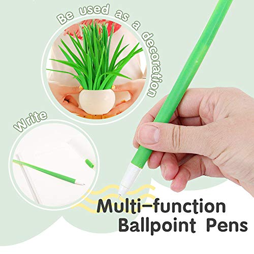 Youdepot writing pens, school supplies,Green Leaf Like Grass-Blade Pens Neutral Pen With Cover and Pen Holder, Easy Flow Black Ink, Pack Of 25