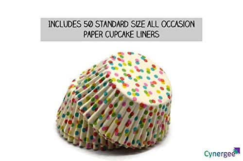 Cynergee Square Portable Cake, Pie, Cupcake, Muffin Carrier with Locking Lid and Collapsible Handles, Includes 50 All Occasion Paper Cupcake Liners, Blue