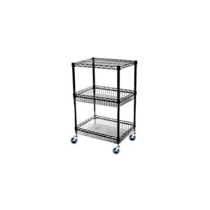 omega 24" deep x 36" wide x 42" high 3 tier black mobile basket unit