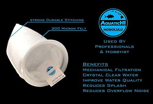 AquaticHI 4 Pack Felt Filter Socks, 200 Micron, 4 Inch Ring by 10.5 Inch Long, for Freshwater/Saltwater Aquariums, Ponds, Use in Sumps/Overflows