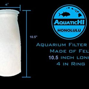 AquaticHI 4 Pack Felt Filter Socks, 200 Micron, 4 Inch Ring by 10.5 Inch Long, for Freshwater/Saltwater Aquariums, Ponds, Use in Sumps/Overflows